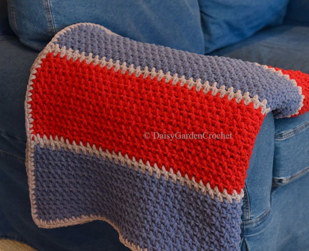 The Rugby Striped Crochet Blanket – DaisyGardenCrochet